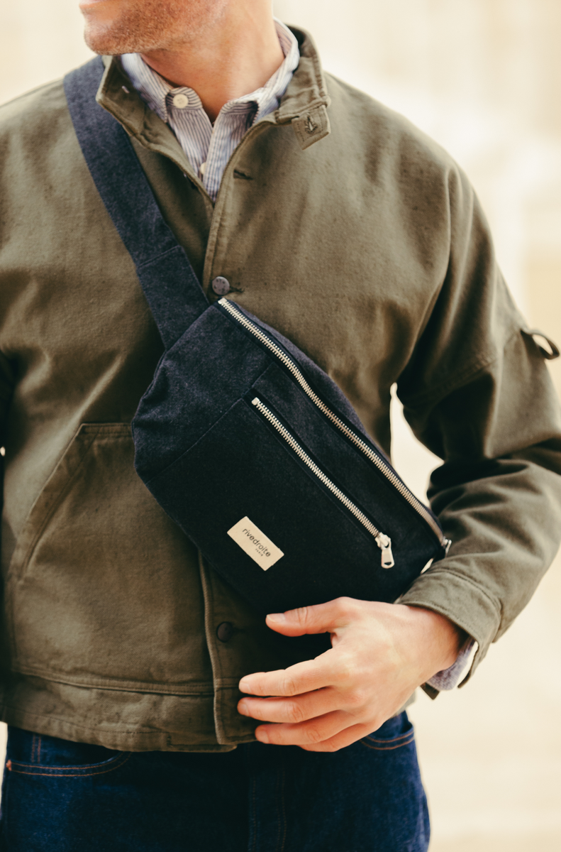 Orsel le nouveau sac banane grand format - Coton recyclé Noir ...